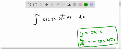 SOLVED:Find the indefinite integral. ∫cscπx cotπx d x