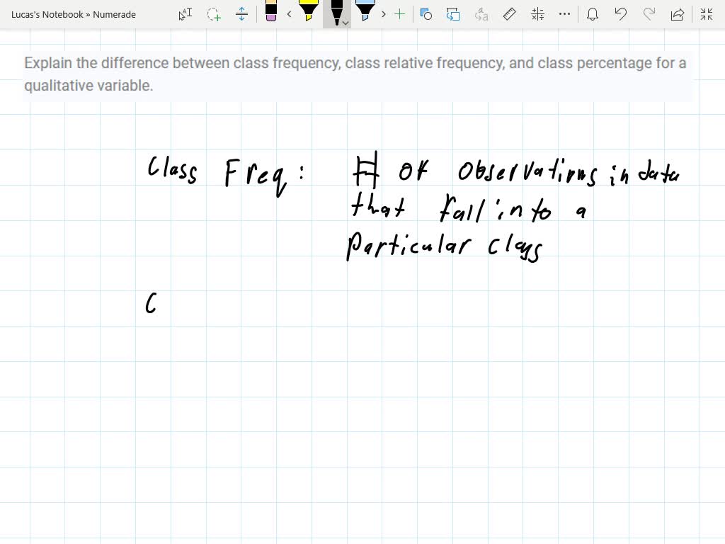Explain the difference between class frequency, class relative ...