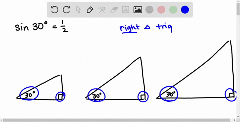 SOLVED:WRITING In right triangle trigonometry, explain why sin 30^∘= (1 ...