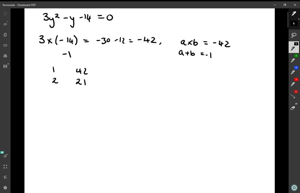 SOLVED Solve Each Equation 3 Y 2 y 14 0
