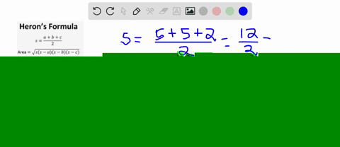 SOLVED:Use Heron's formula to find the area of each eriangle. Round to ...