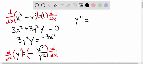 SOLVED:Find y^'' by implicit differentiation. x^3+y^3=1