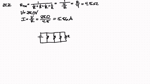 SOLVED:Four 18.0Ωresistors are connected in parallel across a 25.0 V ...