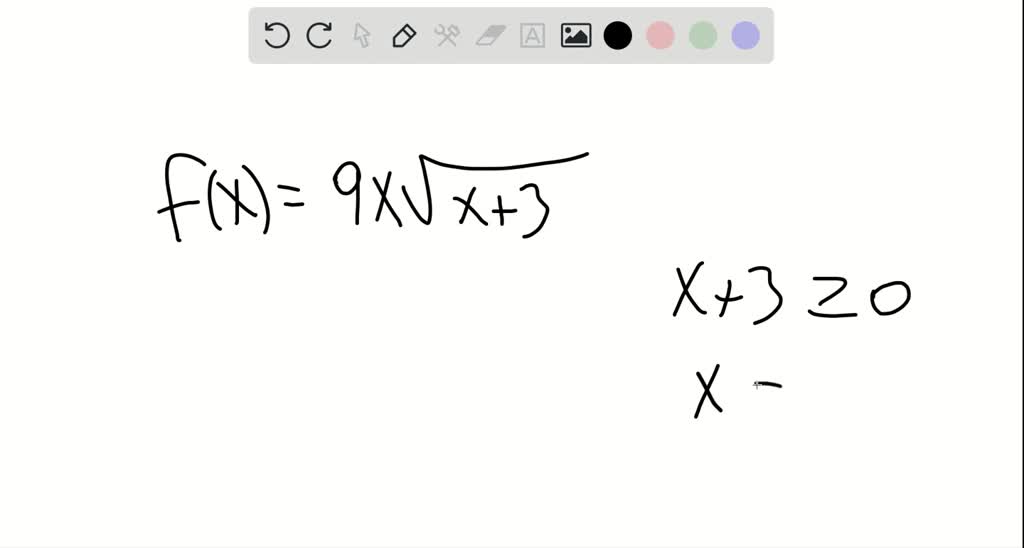 SOLVED:Find the (implied) domain of the function. f(x)=9 x √(x+3)