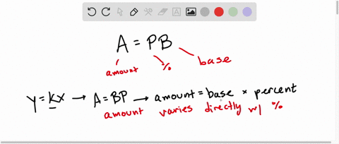 SOLVED:The basic percent formula is amount equals percent times base ...