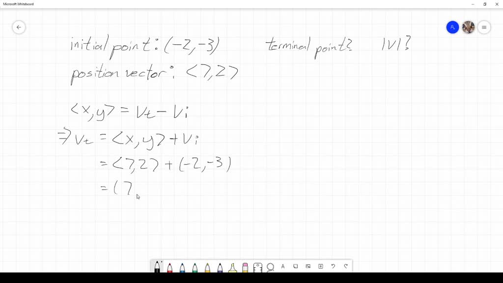 SOLVED:For each vector v=(a, b) and initial point (x, y) given, find ...
