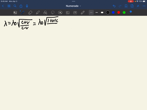 SOLVED:(II) Starting from Eq. 36-15 a, show that the Doppler shift in wavelength is (Δλ)/(λ)=(v ...