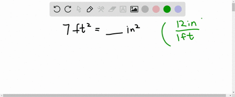 SOLVED:Convert the units of area by using multiple factors of the given unit ratio. 7 ft^2=in ^2.