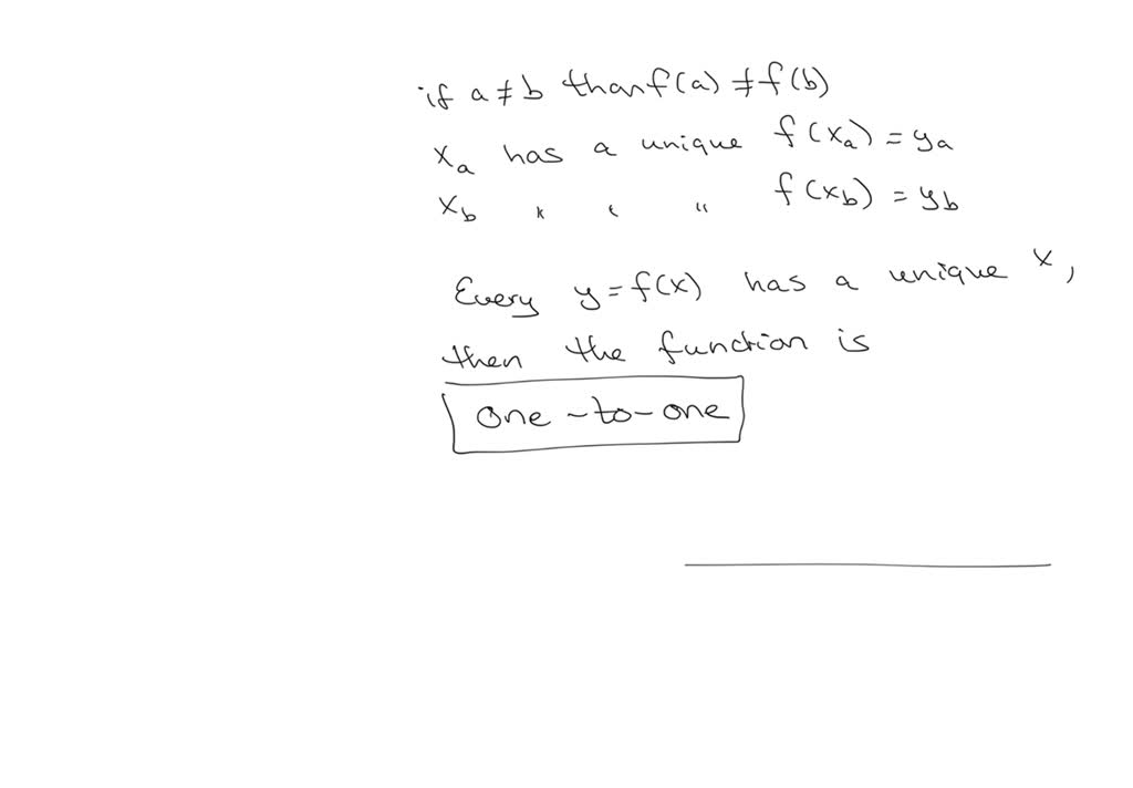 A function f is a - - function if for a and b in the domain of f, if a ...