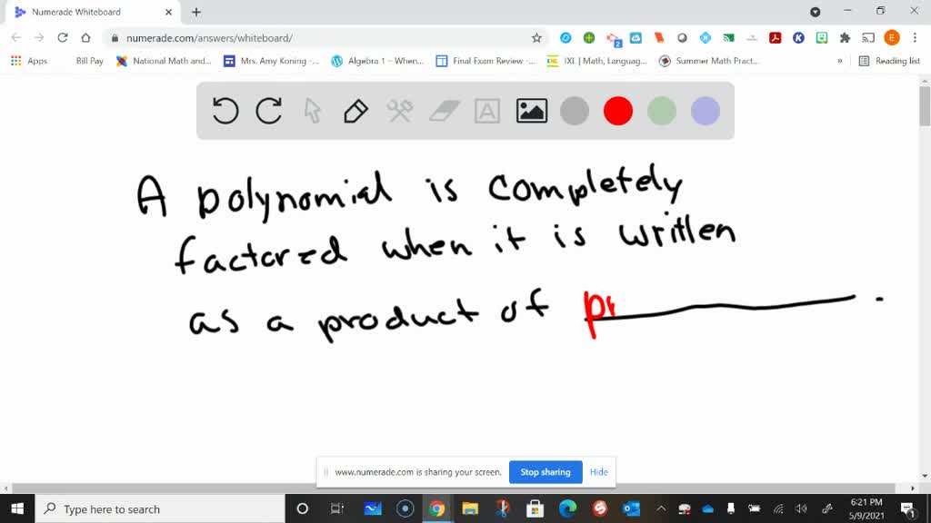 SOLVED:Fill in the blank(s) to correctly complete each sentence. A polynomial is factored ...