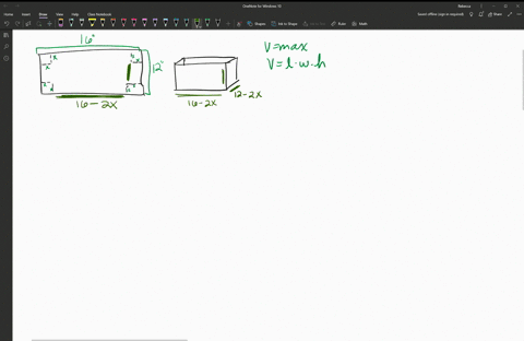 A box with no top is to be built by taking a 12^''- by -16^'' sheet of ...