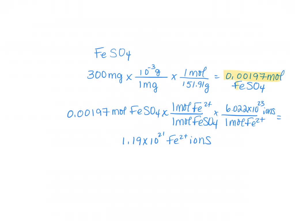Iron(II) sulfate, FeSO4, is prescribed for the treatment of anemia. How ...