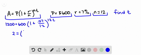 SOLVED:Use the formula A=P(1+(r)/(n))^n t to solve these compound ...