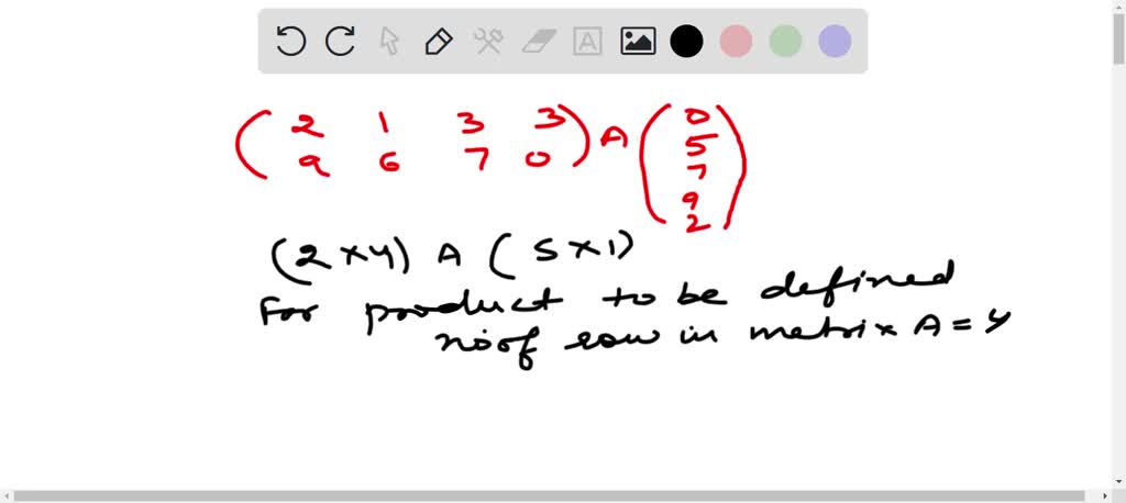 SOLVED:Determine the size of the matrix 𝐀 such that the given product ...