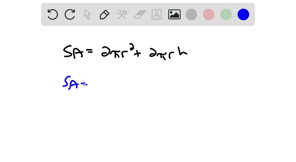 SOLVED:The surface area of a right circular cylinder is given by 2 πr^2 ...