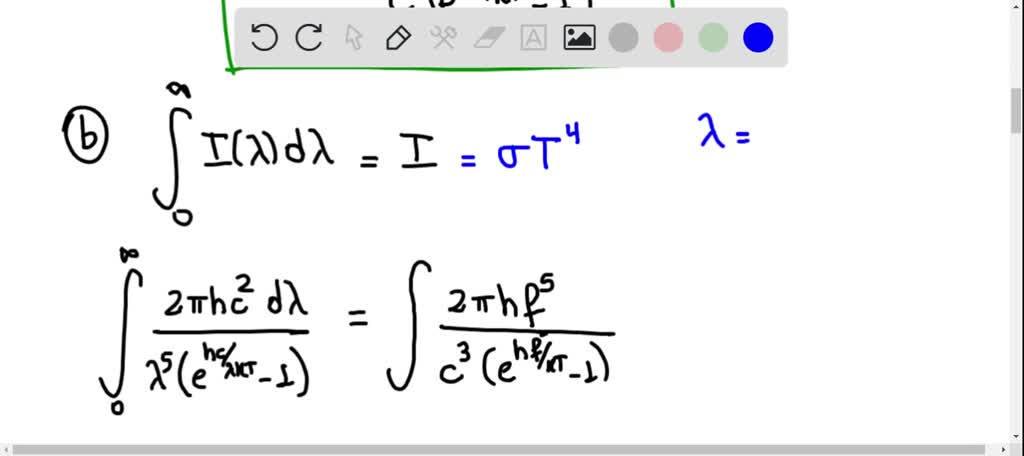 SOLVED:Integrate Planck's law (equation 9.23) from the wavelength limits λ=0 to λ=∞to get ...