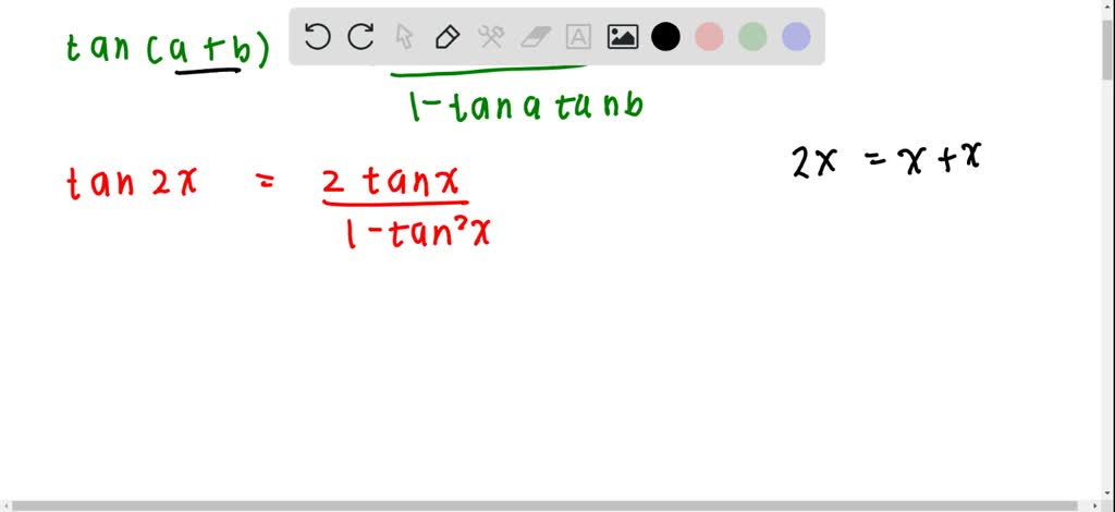 SOLVED:Use the addition formula for tangent to prove the double-angle ...