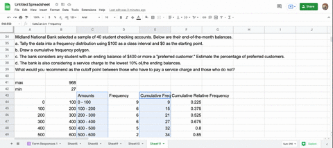 ⏩SOLVED:Midland National Bank selected a sample of 40 student… | Numerade