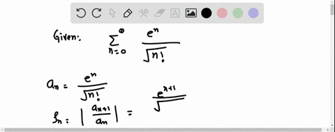SOLVED:∑n=0^∞ (e^n)/(√(n !))