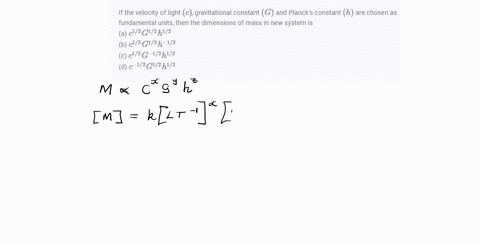 ⏩SOLVED:If the velocity of light (c), gravitational constant (G) and ...