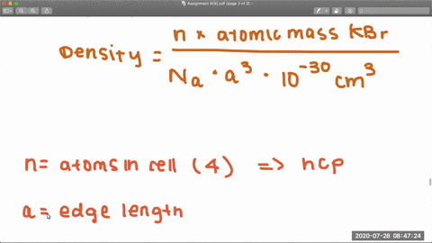 Crystalline potassium bromide (KBr) has a rock salt structure and a ...
