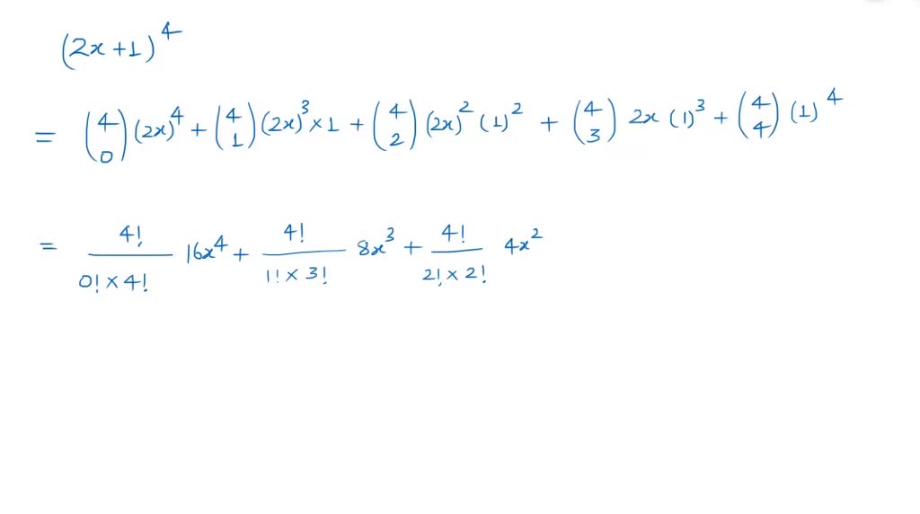 SOLVED:Use the Binomial Theorem to expand each binomial and express the ...