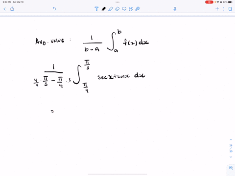 ⏩SOLVED:Compute the average value of f over [a, b]. f(x)=sec(x)… | Numerade