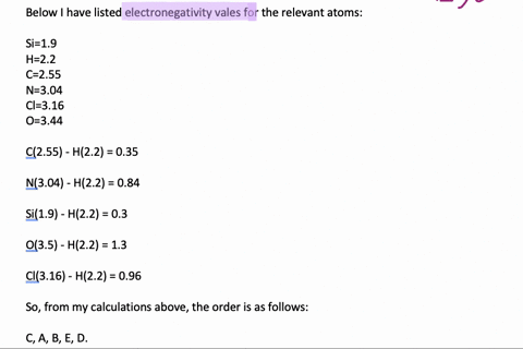 SOLVED:Arrange the highlighted bonds in the table below in decreasing ...