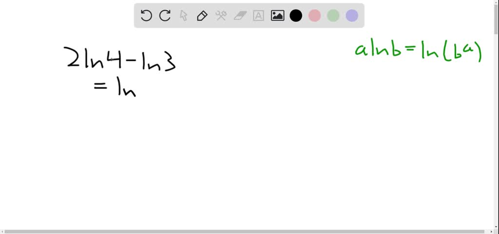 SOLVED:Rewrite the expression as a single logarithm. 2 ln4-ln3