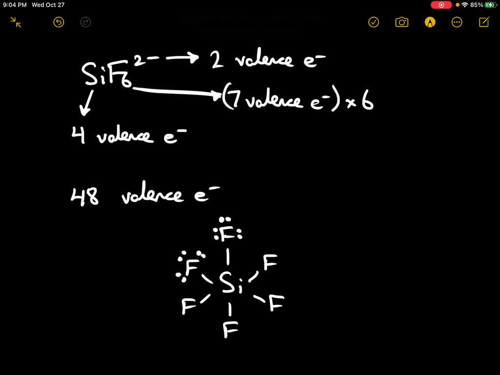 SOLVED:Write a Lewis formula for the anion SiF6 ^2- that would be ...