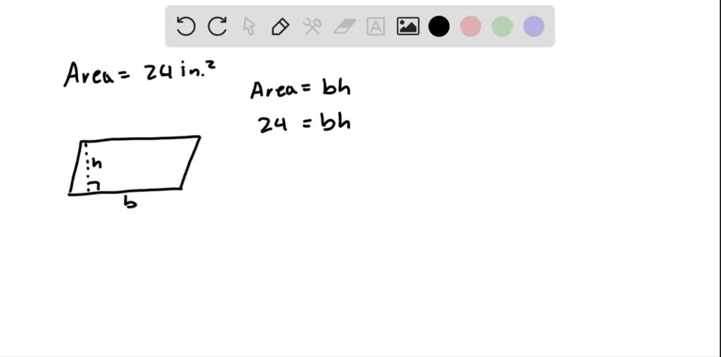 SOLVED:Draw and label a parallelogram that has an area of 24 square inches.