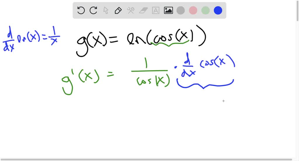 ⏩SOLVED:Differentiate each function. g(x)=ln(cosx) | Numerade ⏩SOLVED:Differentiate each function. g(x)=ln(cosx) | Numerade