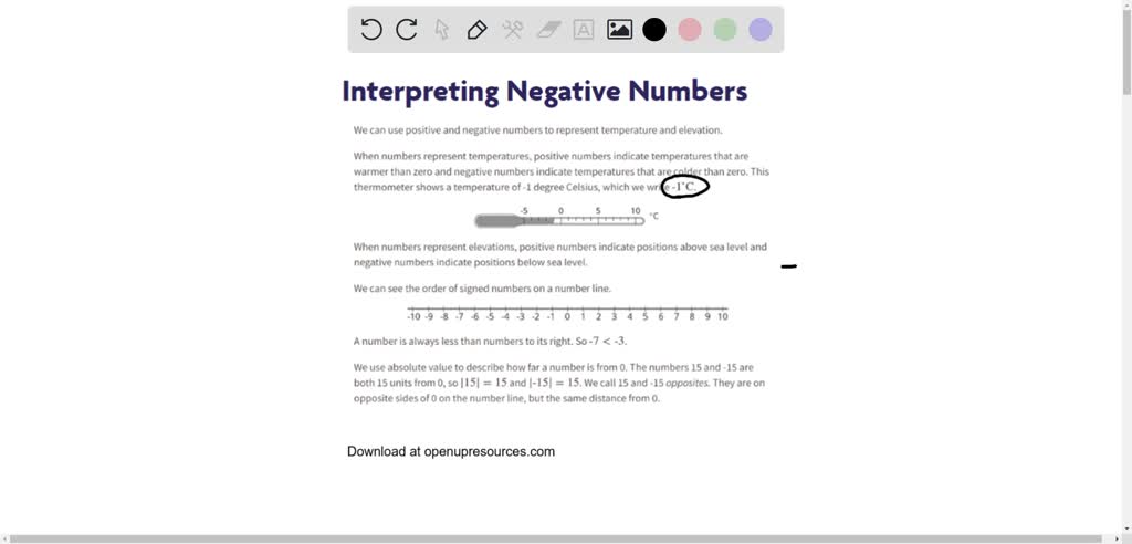 SOLVED:Summary Lesson: Interpreting Negative Numbers