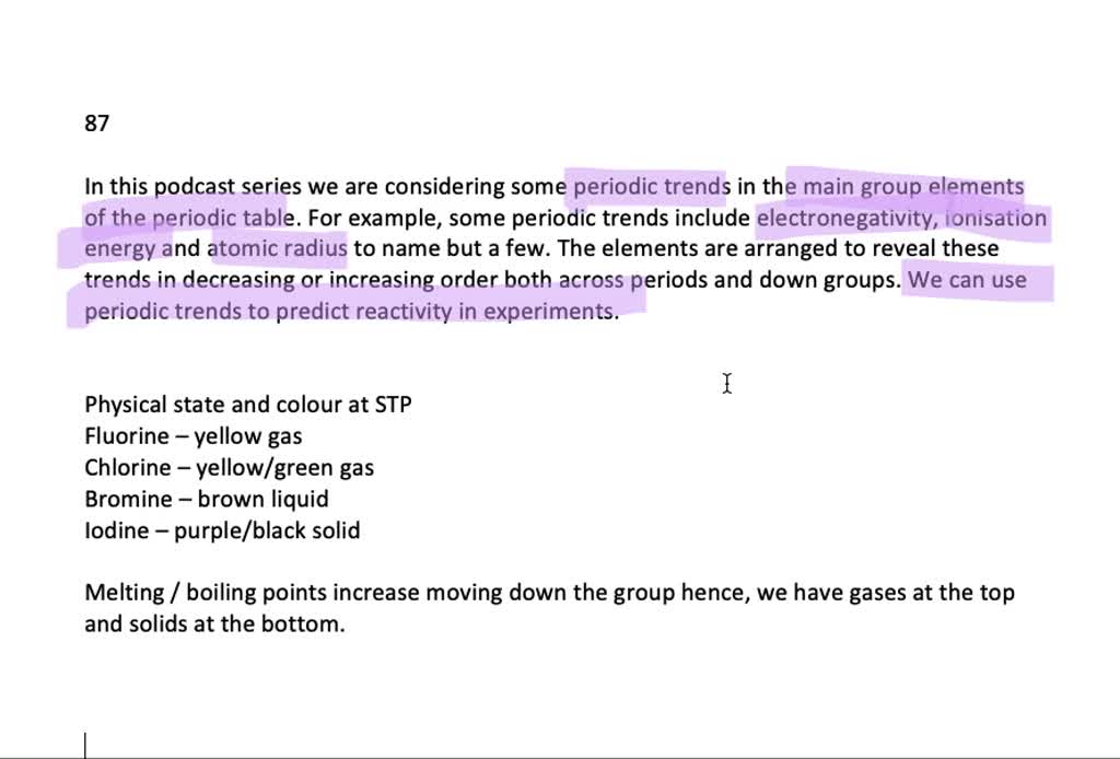 (a) Give the physical state and color of each halogen at STP. (b ...