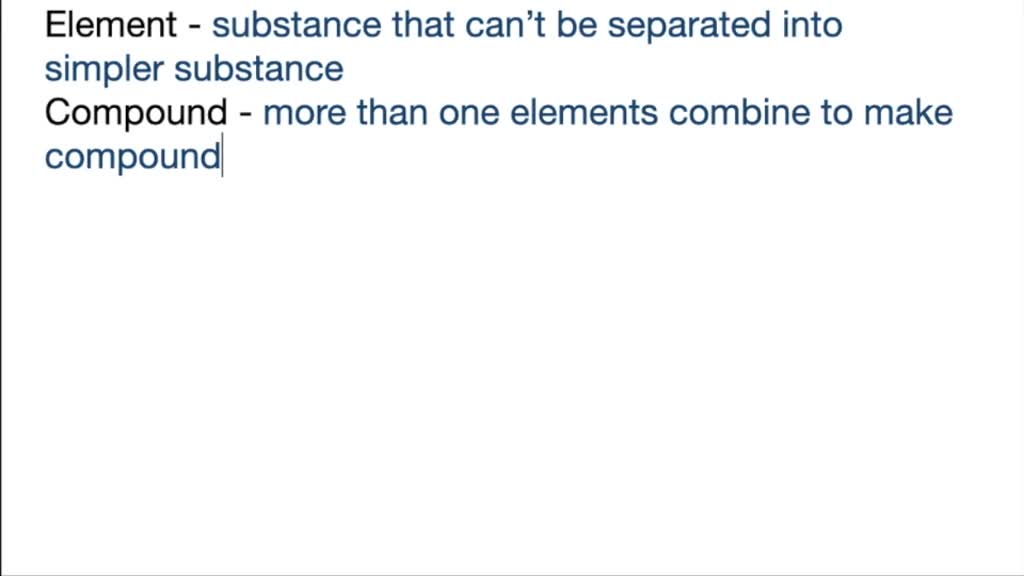Identify each of the diagrams shown here as an element or a compound ...