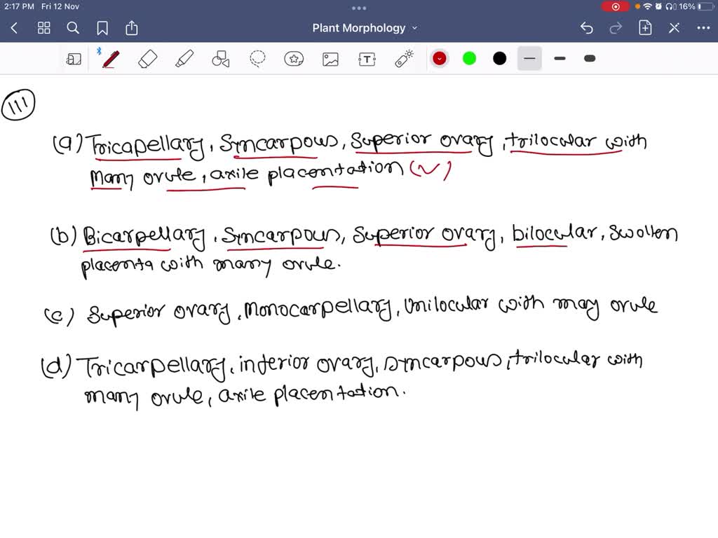 SOLVED:Which is correct for the gynoecium (a) Tricarpellary, syncarpous ...