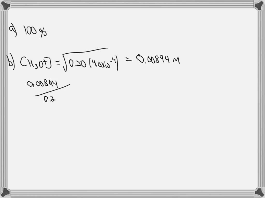 Using the Ka values in Table 13.2, calculate the percent dissociation in a 0.20-M solution of ...