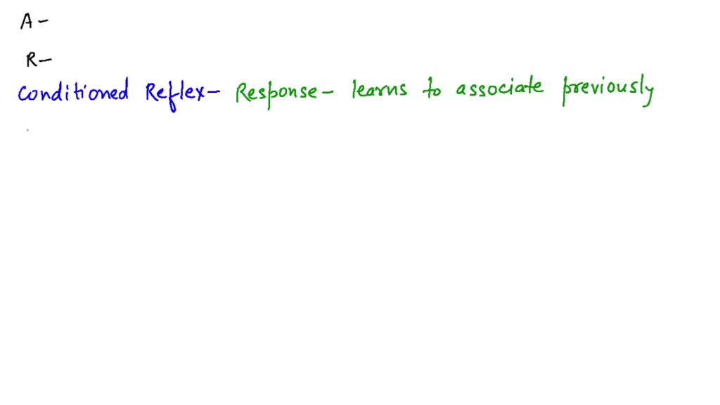 ⏩SOLVED:Assertion: Conditioned reflex requires previous experience.… | Numerade