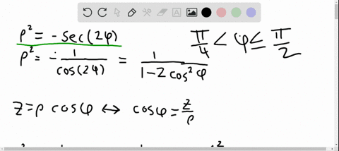 SOLVED:Spherical to rectangular Convert the equation \rho^{2}=\sec 2 ...