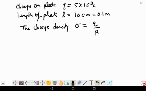 SOLVED: Two parallel plates 10 cm on a side are given equal and ...