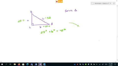 SOLVED:Solve the right triangle shown in the figure. a=25, c=45