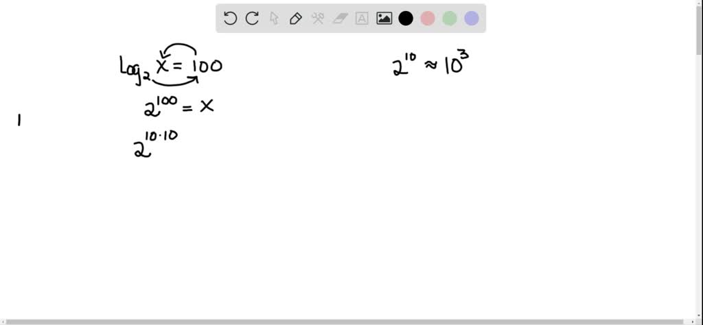 SOLVED:Estimate a value for x such that log2 x=100 . Use th ...
