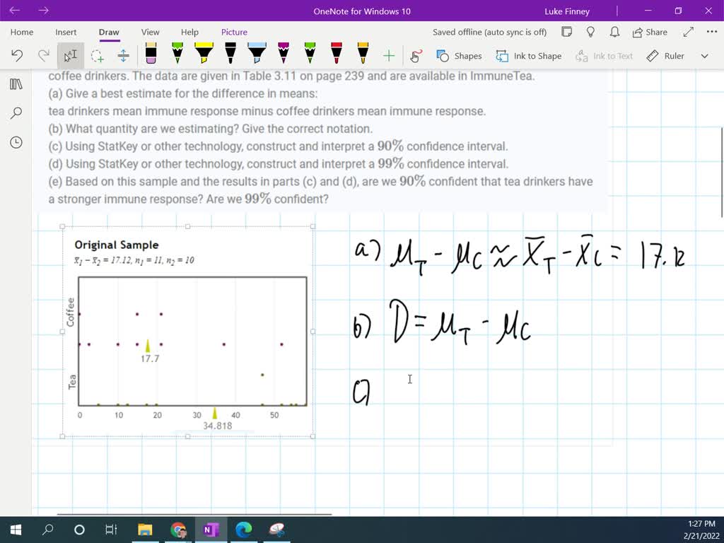 SOLVED:Using Percentiles to Estimate Tea vs Coffee Immune Response In ...