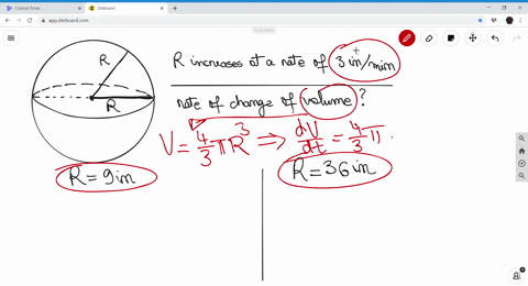 SOLVED:Volume The radius r of a sphere is increasing at a rate of 3 inches per minute. (a) Find ...