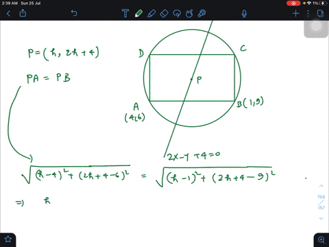 SOLVED:A rectangle A B C D is inscribed in a circle with a diameter ...