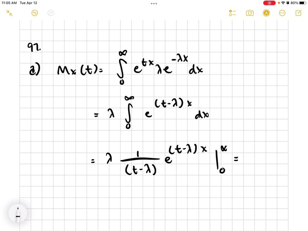 SOLVED:Consider the exponential distribution f(x)=λe^-λx for x>0. Find ...