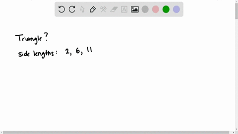 SOLVED:Determine whether the given measures can be the lengths of the sides of a triangle. Write ...