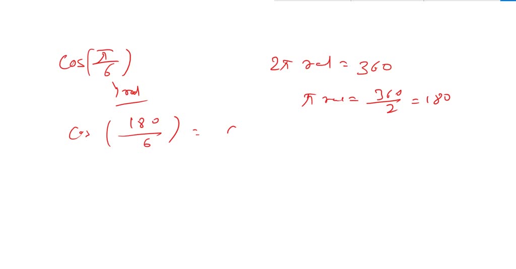 SOLVED: Find the values. cos(π)/(6)