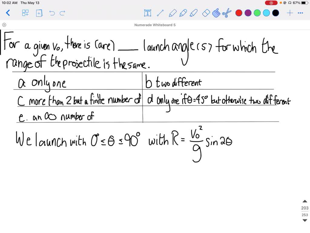 SOLVED:For a given initial speed of an ideal projectile, there is (are ...