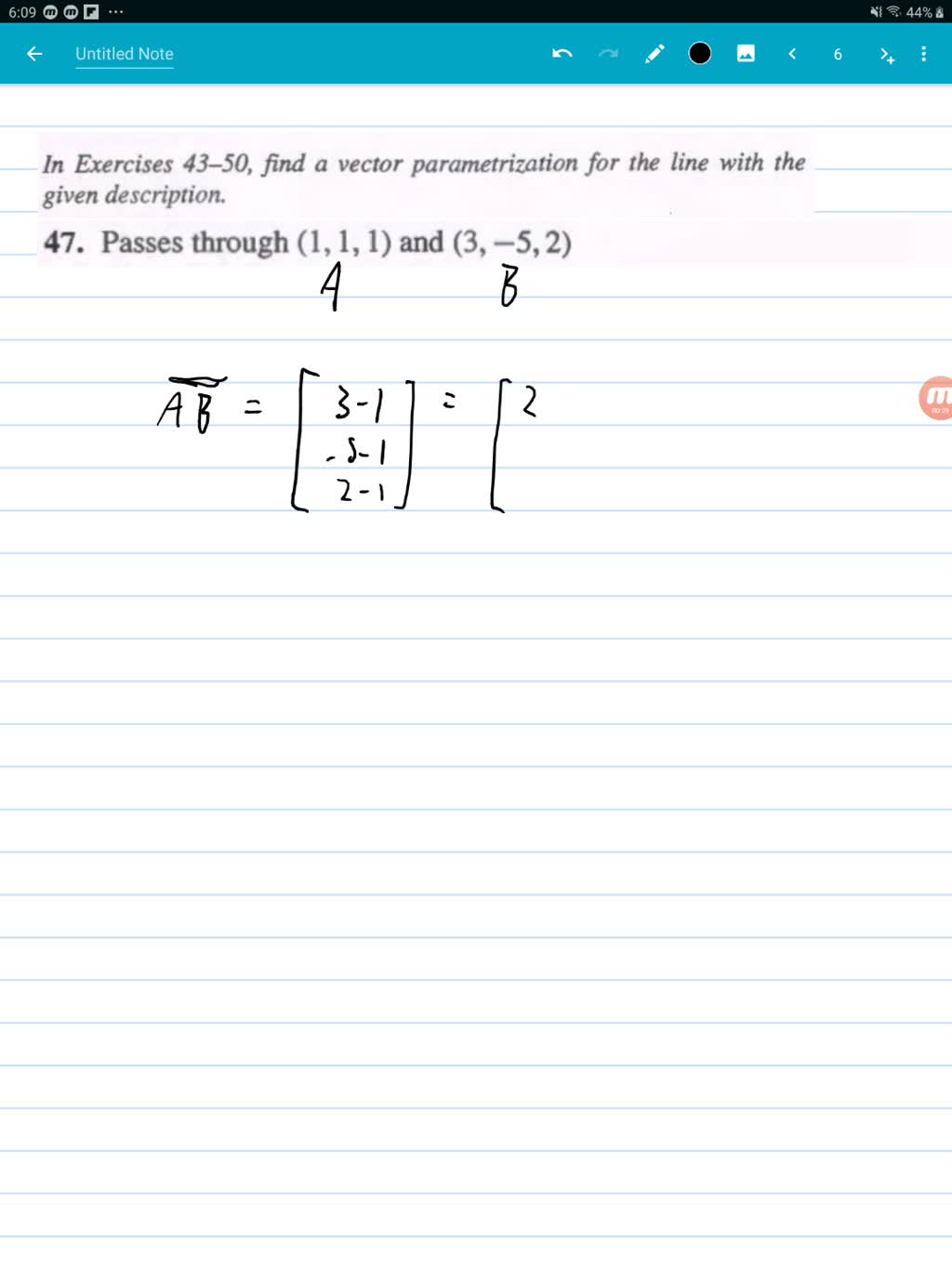 SOLVED:Find a vector parametrization for the line with the given ...